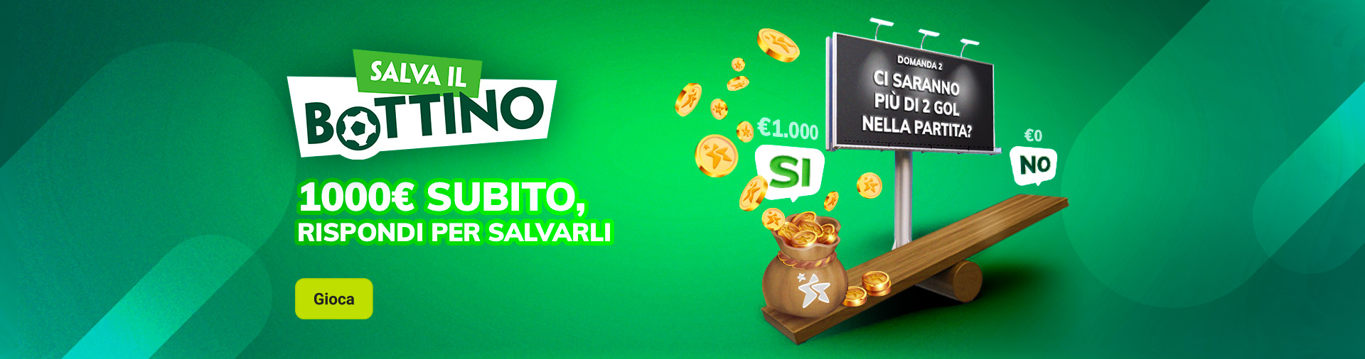 Salva il bottino: rispondi al quiz sullo sport e vinci i bonus | Sisal